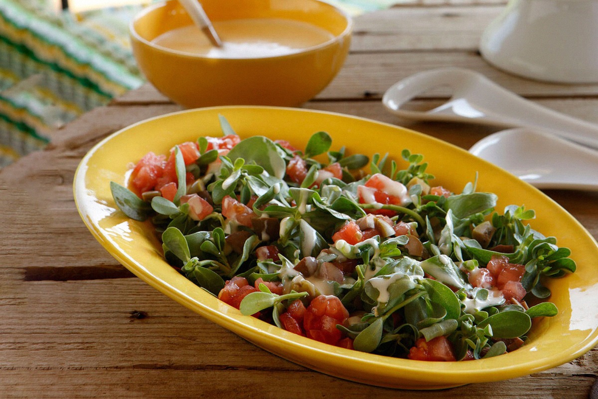 Γλιστρίδα με ξυλάγγουρο σαλάτα | Τerrapapers